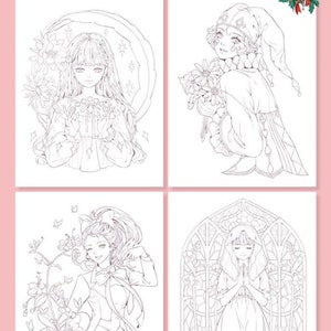 Girls With Flowers Coloring Book Vol.3 | 꽃과 소녀 컬러링북 세번째(마음을 담은 꽃말들) - Etsy