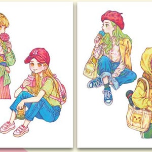 Rowon's Dailly Girl Coloring Book | 로원의 몽글몽글 데일리 걸 컬러링북 - Etsy