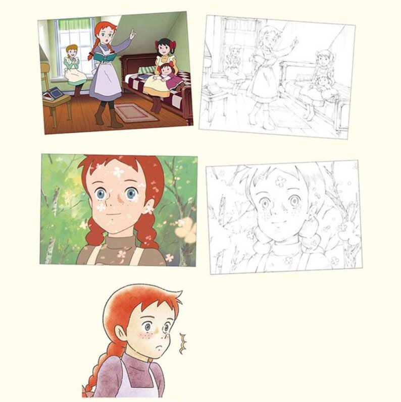 Anne of Green Gables Coloring Book | 빨강 머리 앤 컬러링 엽서북 1 - Etsy