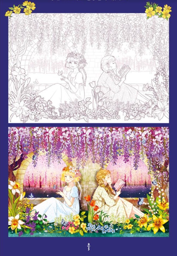 Girls With Flowers Coloring Book Vol.1 | 꽃과 소녀 컬러링북 - Etsy