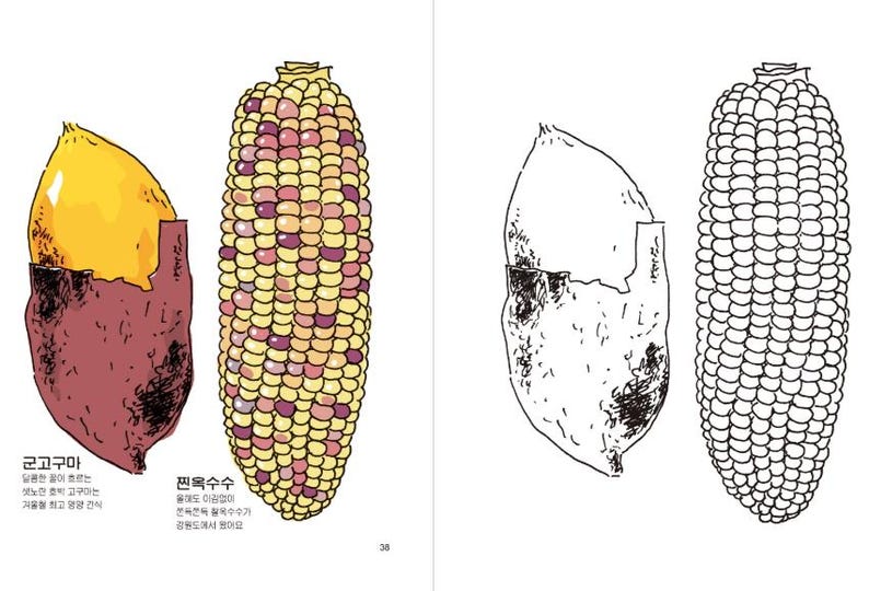 Korean Street Food Coloring Book | 우리나라 길거리 음식 컬러링북 - Etsy