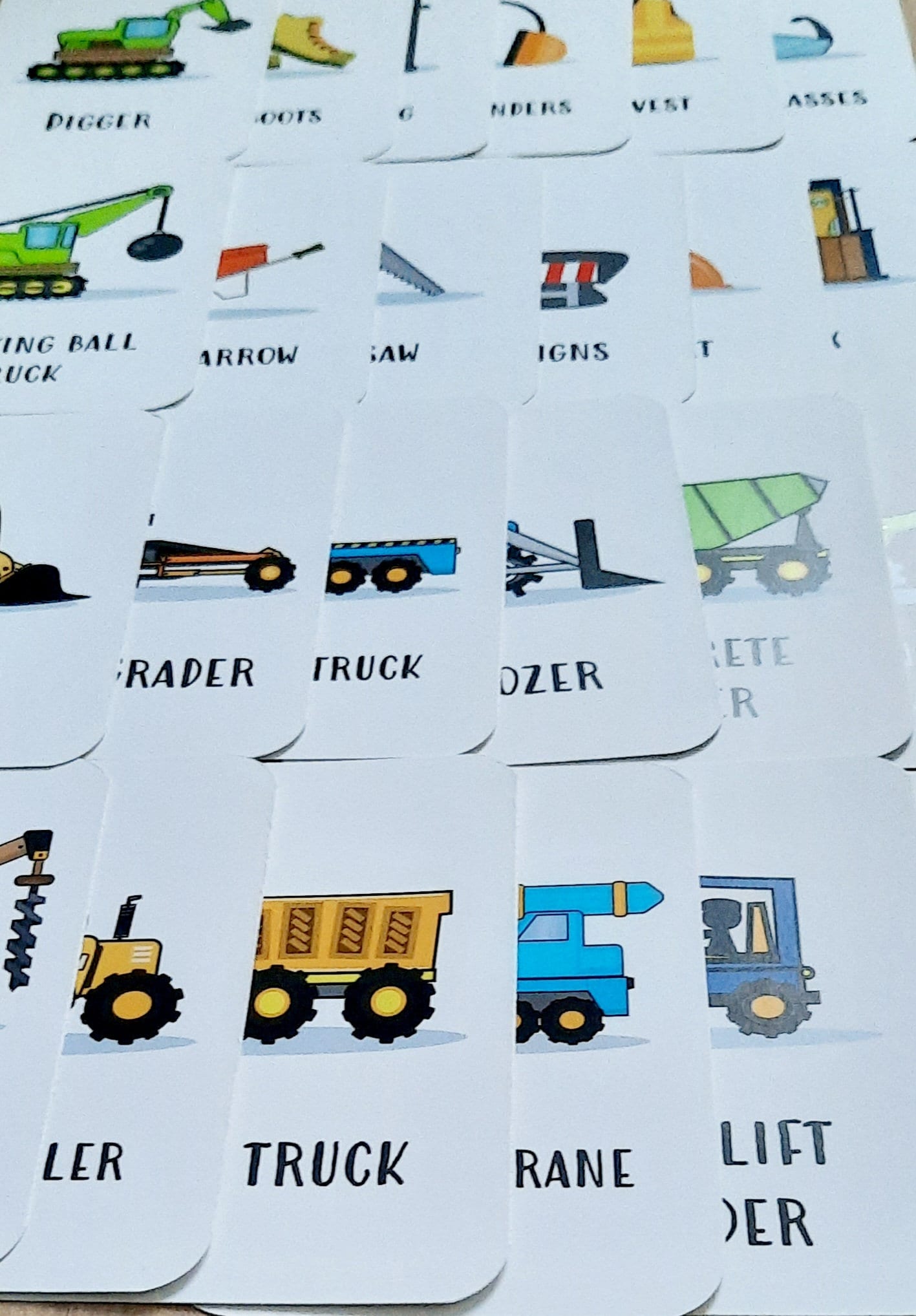 Construction Collection Flashcards Pack of 32 - Etsy