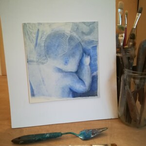Child Drawing, Baby Blue Picture, Baby Shower Gift, Mom Gift ...