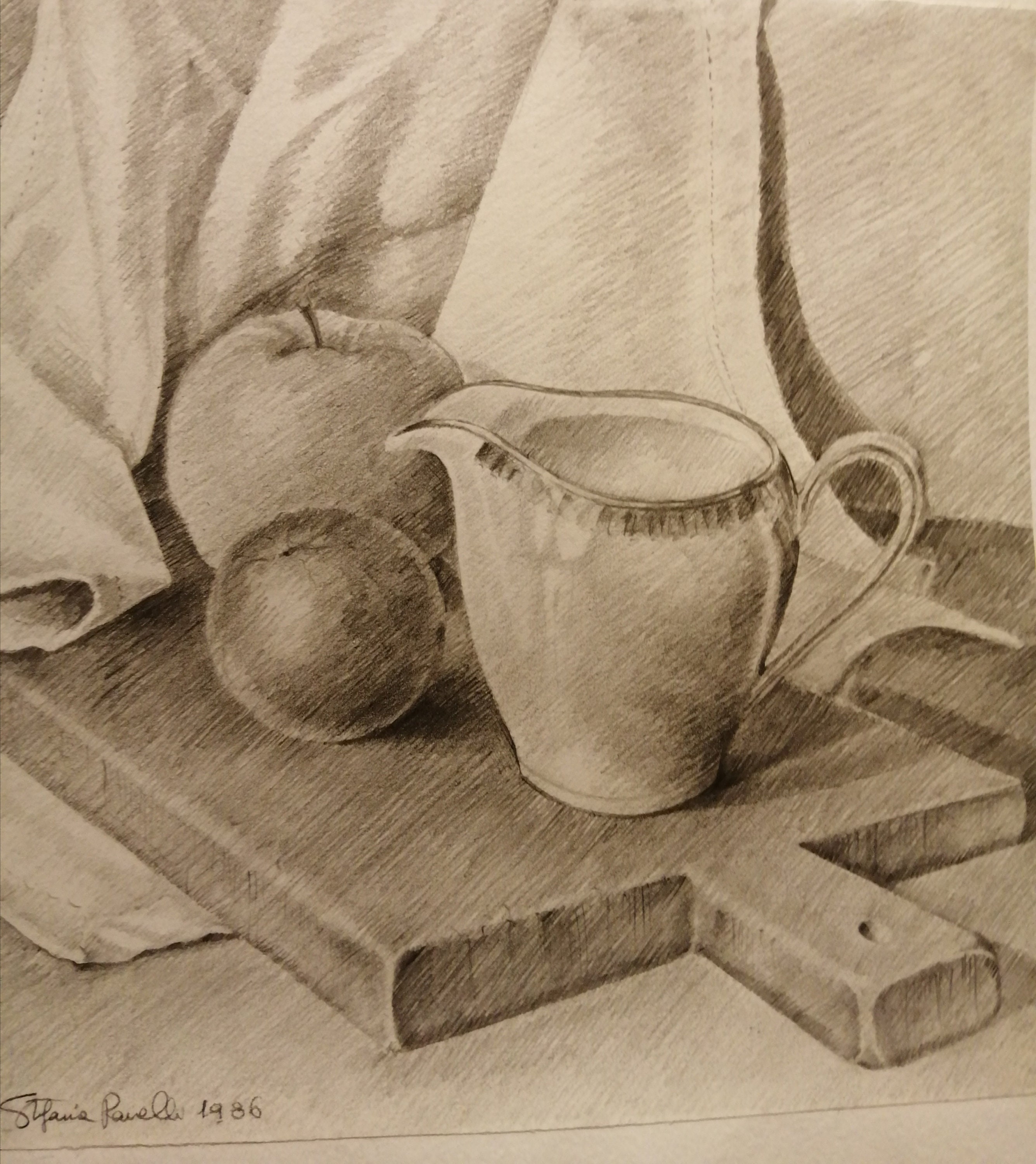 Still Life Pencil Drawing With Porcelain Milk Jug and Fruits, Pencil ...