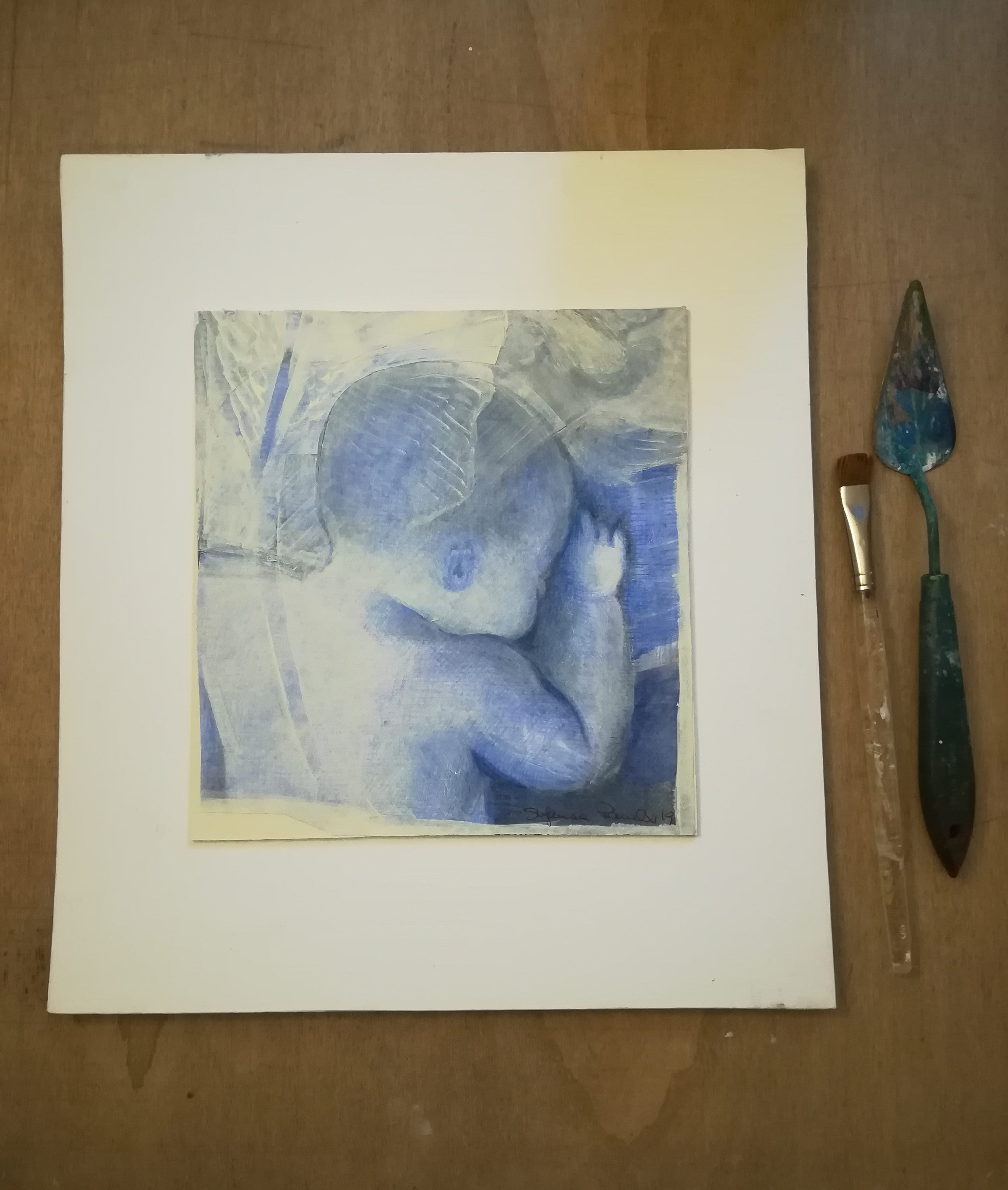 Child Drawing Baby Blue Picture Baby Shower Gift Mom Gift - Etsy