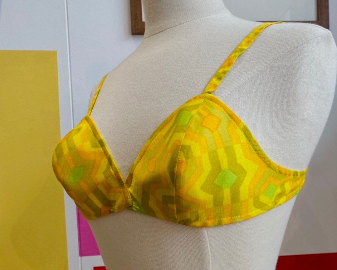 Vintage 1960s genuine bikini bra top. Vibrant psychedelic print. By ...