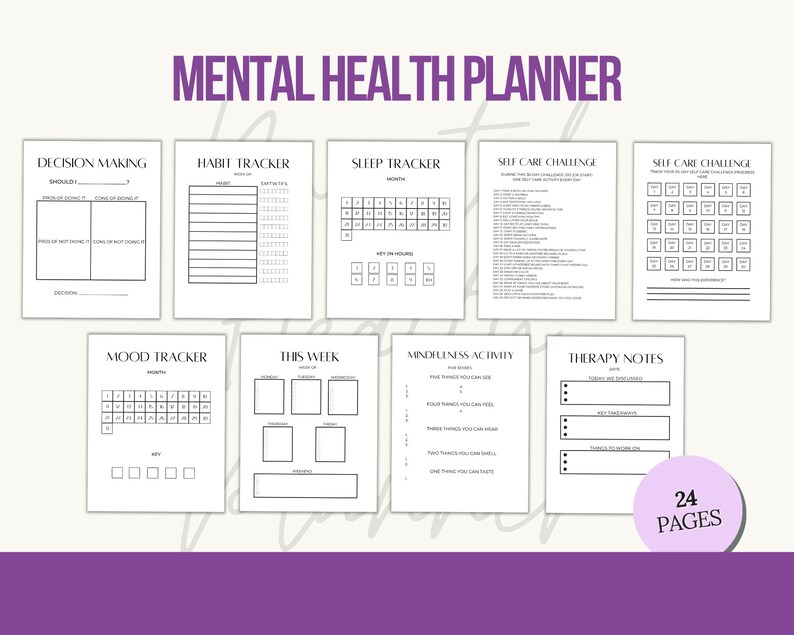 Mental Health Printable Planner Worksheets | Anxiety Depression ADHD - Etsy