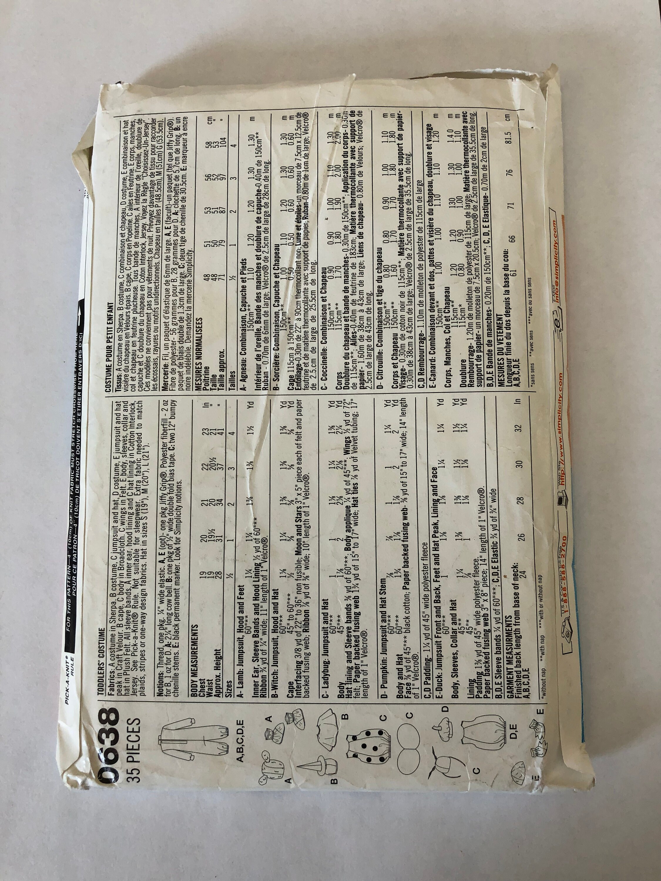 Simplicity 0638 Costume Pattern - Etsy