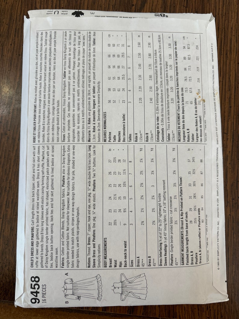 Simplicity 9458 Daisy Kingdom - Etsy