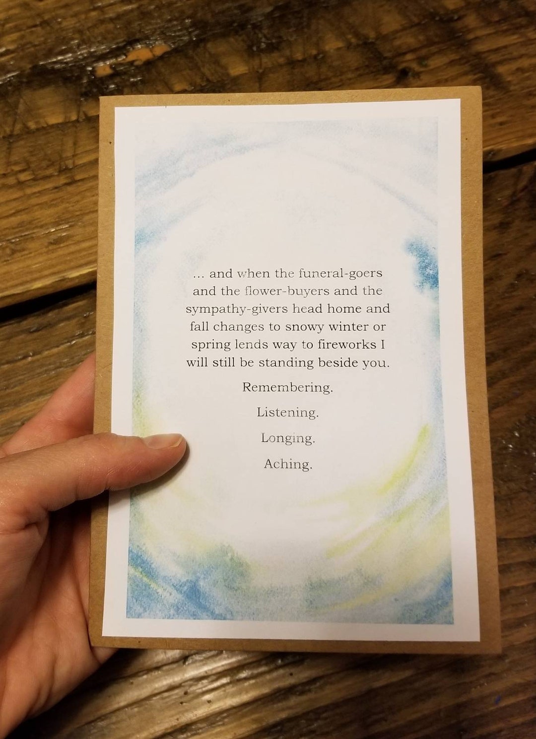 Standing Beside You Sympathy Card, Bereavement Card, Memorial, Death of ...