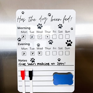 Dog Feeding Reminder Whiteboard, Has the Dog Been Fed?, Pet Feeding ...