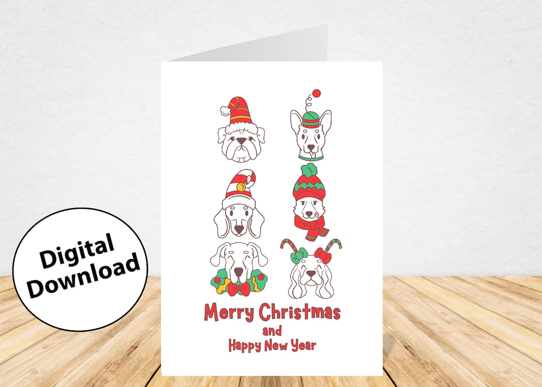 Printable Merry Christmas Dog Card, Dog Christmas Card, Funny Holiday ...