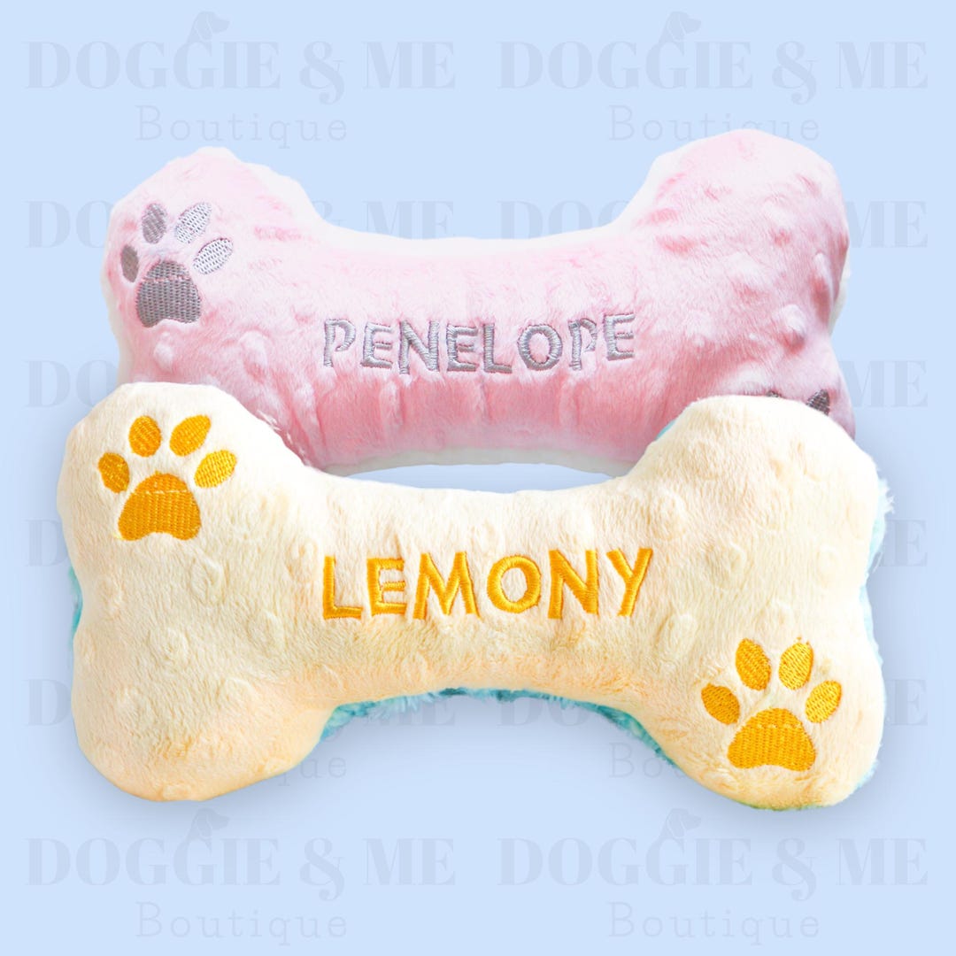 Personalized Dog Bone Toy With Paws, Dog Toy, Cute Dog Toy ...