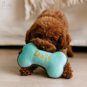 Personalized Dog Bone Toy With Squeaker, Handmade Plush Puppy Gift - Etsy