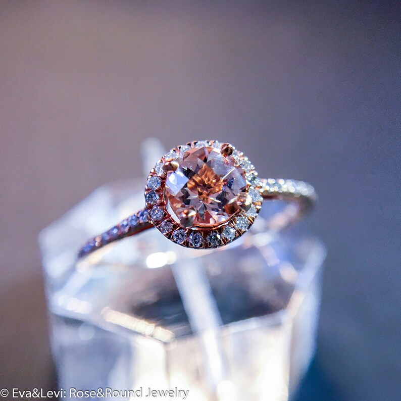 Stunning Natural Morganite Promise Ring W/ Natural Diamond - Etsy