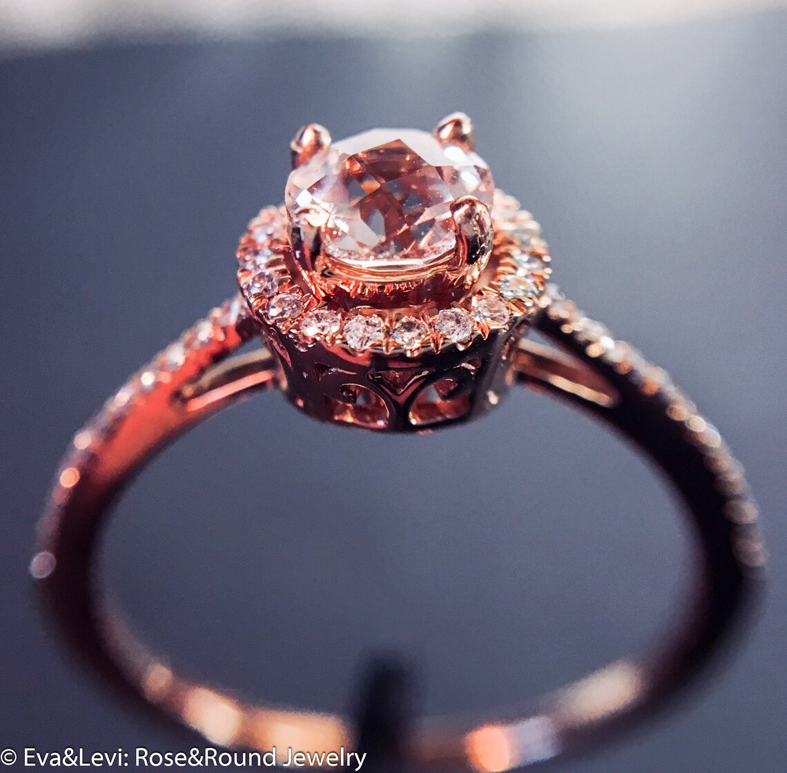 Stunning Natural Morganite Promise Ring W/ Natural Diamond - Etsy