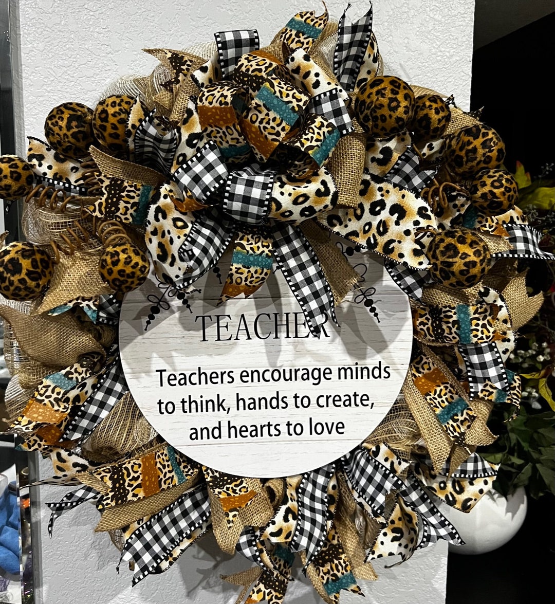 Back to School Teacher Leopard Print and Burlap Black and White Gingham ...