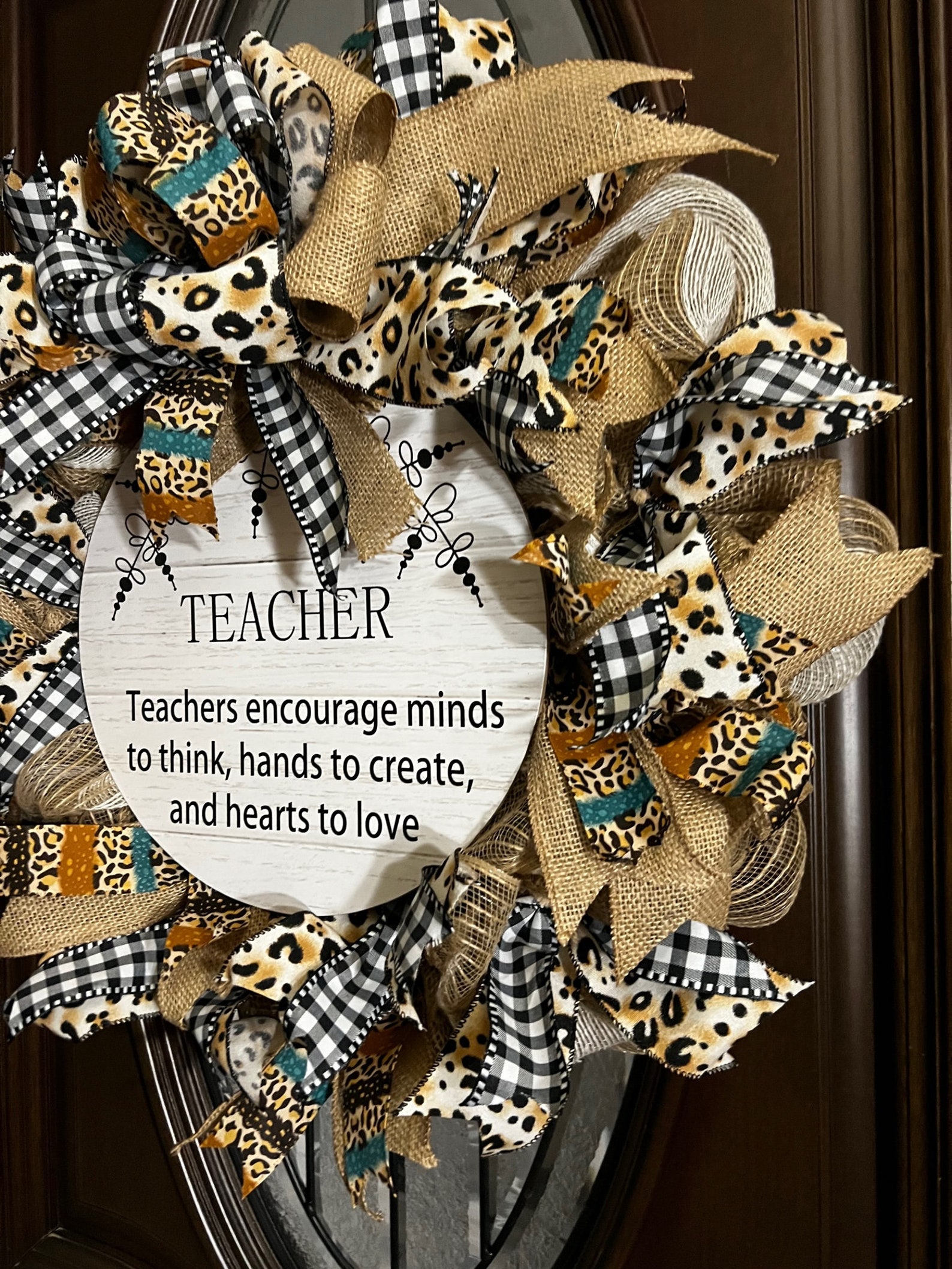 Back to School Teacher Leopard Print and Burlap Black and White Gingham ...