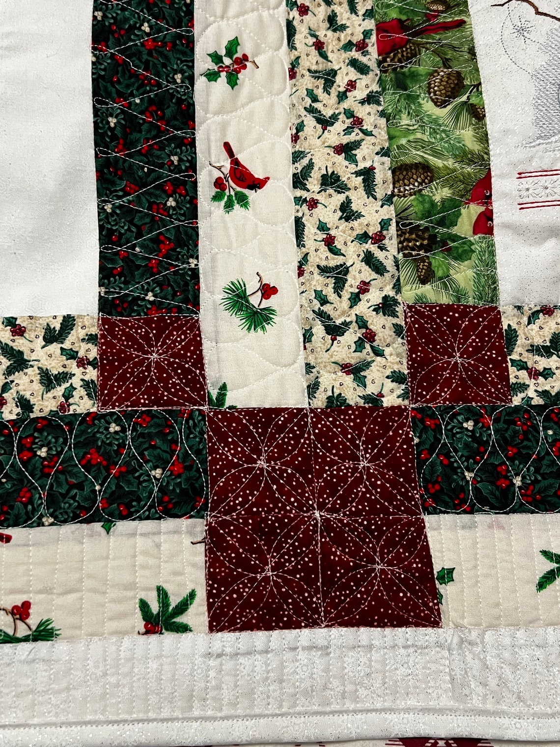 Queen Size Christmas Holiday Red Cardinal Hand-crafted One-of-a-kind ...