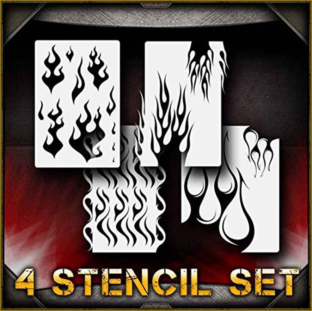 Flame Set Airsick Airbrush Stencil Art Design Template - Etsy
