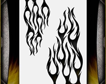 Flames 4 Airsick Airbrush Stencil Art Design Template - Etsy