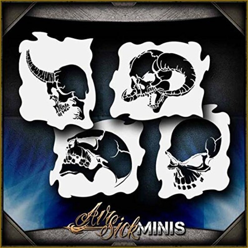Mini Skulls 2 Set Airsick Airbrush Stencil Template - Etsy