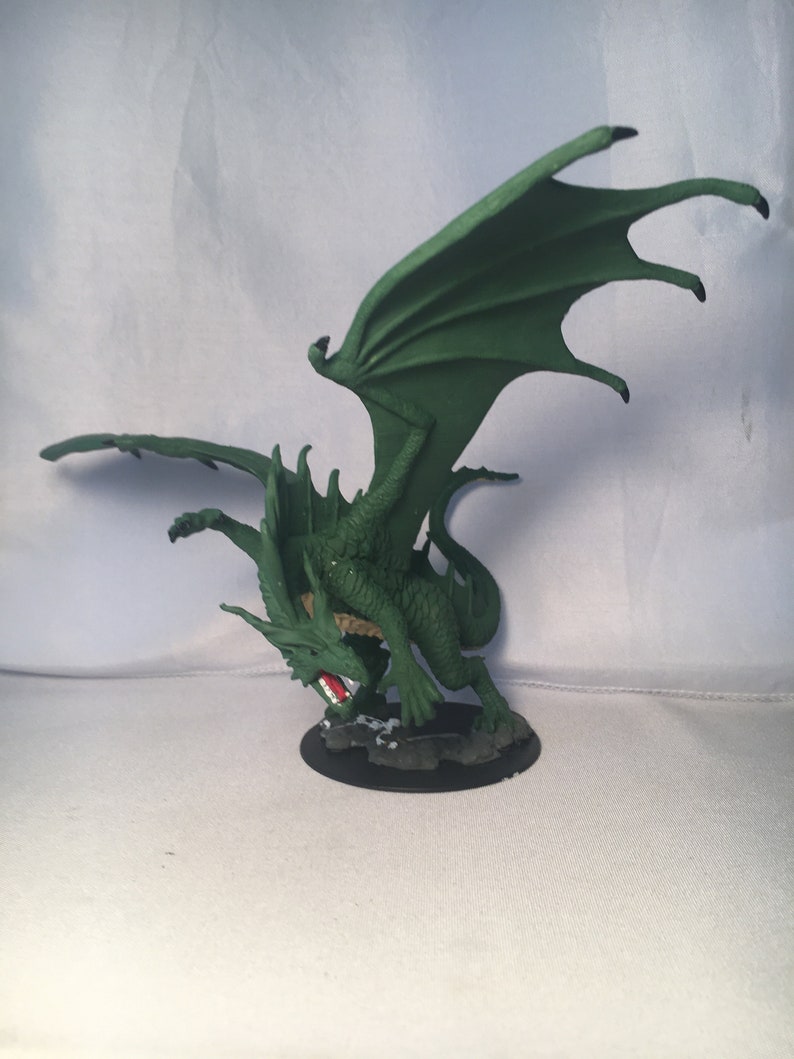 Green Dragon Painted Dnd Miniature/adult Green Dragon/huge/dnd - Etsy