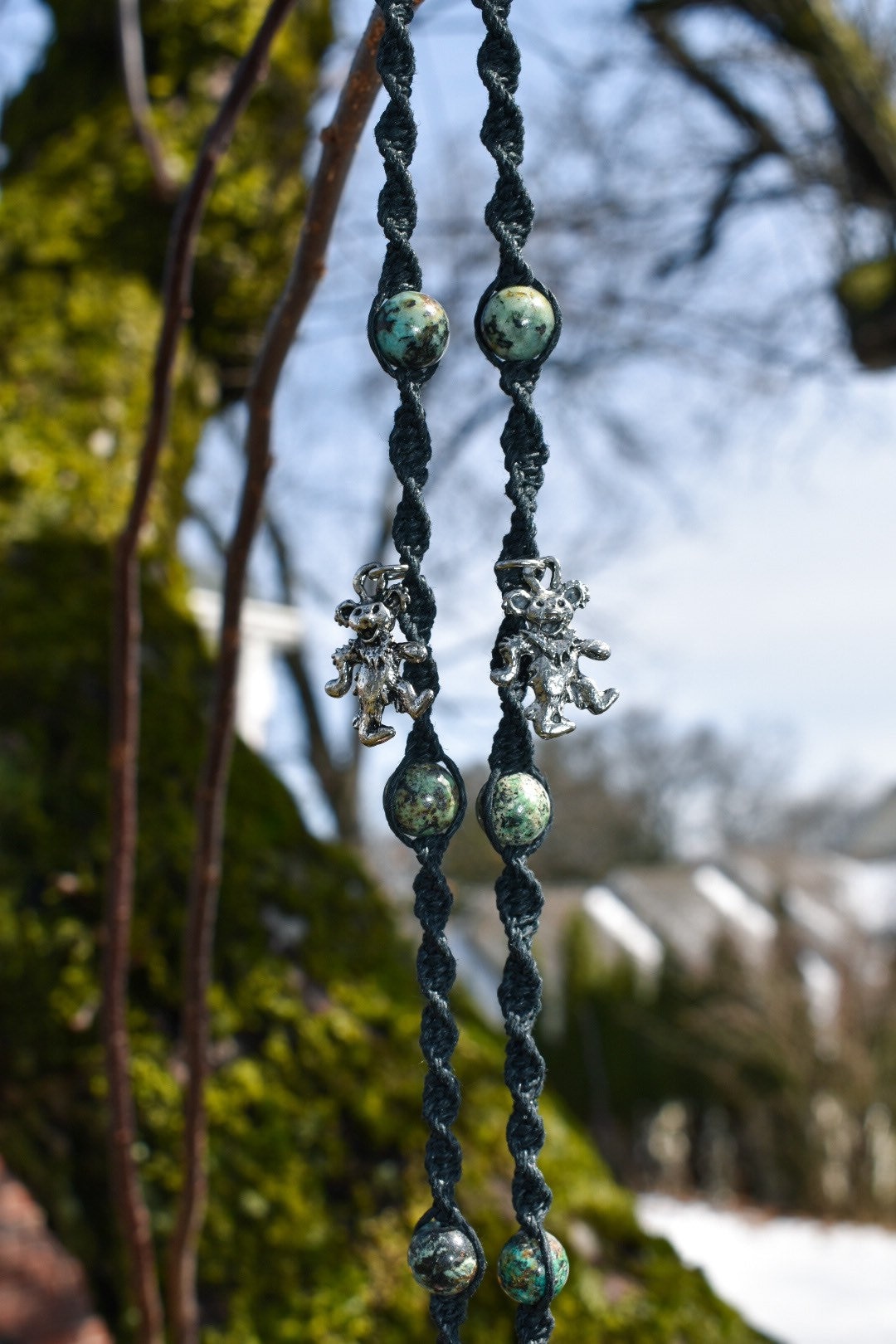 Grateful Dead Dancing Bear Hemp Lanyard With Gemstone Beads - Etsy