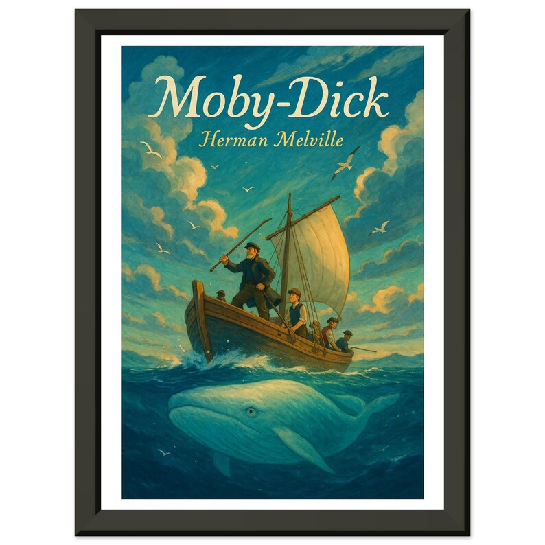 Moby Dick Poster | Ghibli-style Art Print | Vintage Adventure Decor | Metal Frame - Etsy Australia