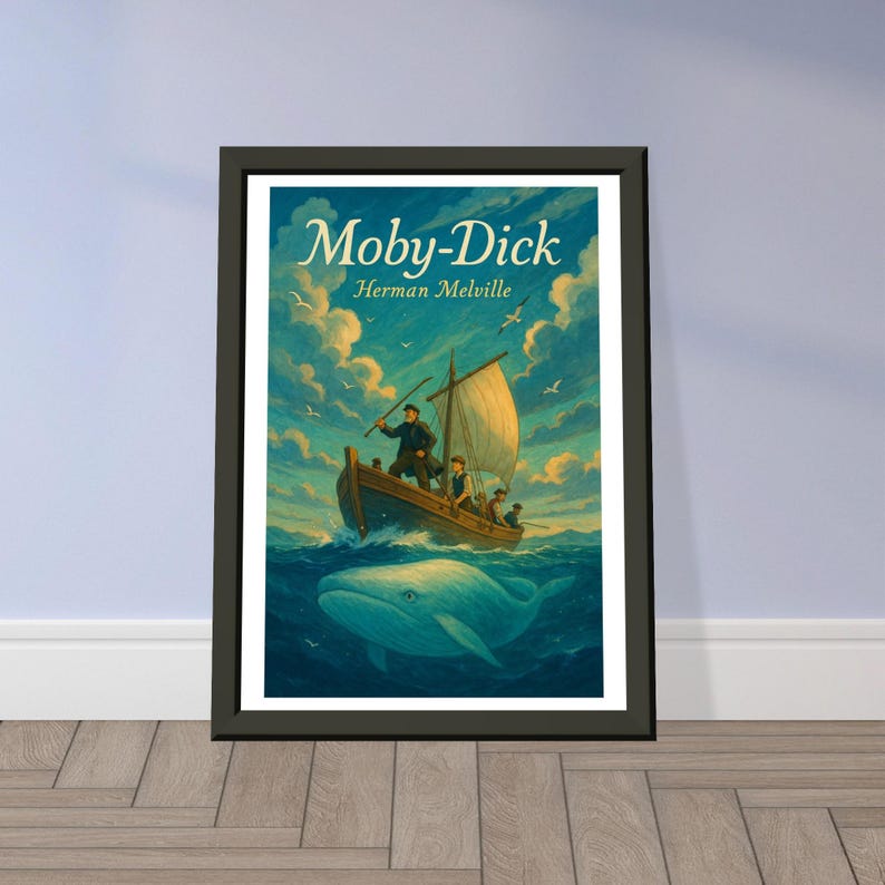 Moby Dick Poster | Ghibli-style Art Print | Vintage Adventure Decor ...