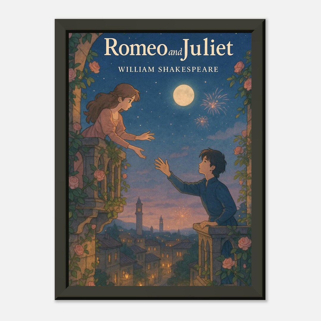 Romeo & Juliet Framed Print – Shakespeare Wall Art, Literary Quote ...