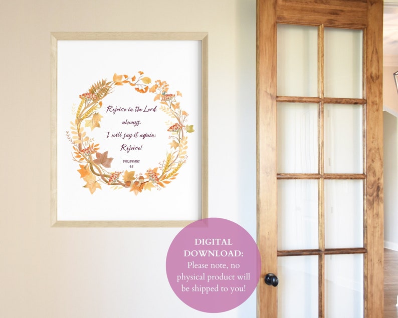 Philippians 4 4 Rejoice in the Lord Fall Printable Thanksgiving ...
