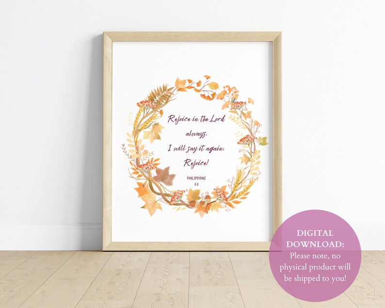 Philippians 4 4 Rejoice in the Lord Fall Printable Thanksgiving ...