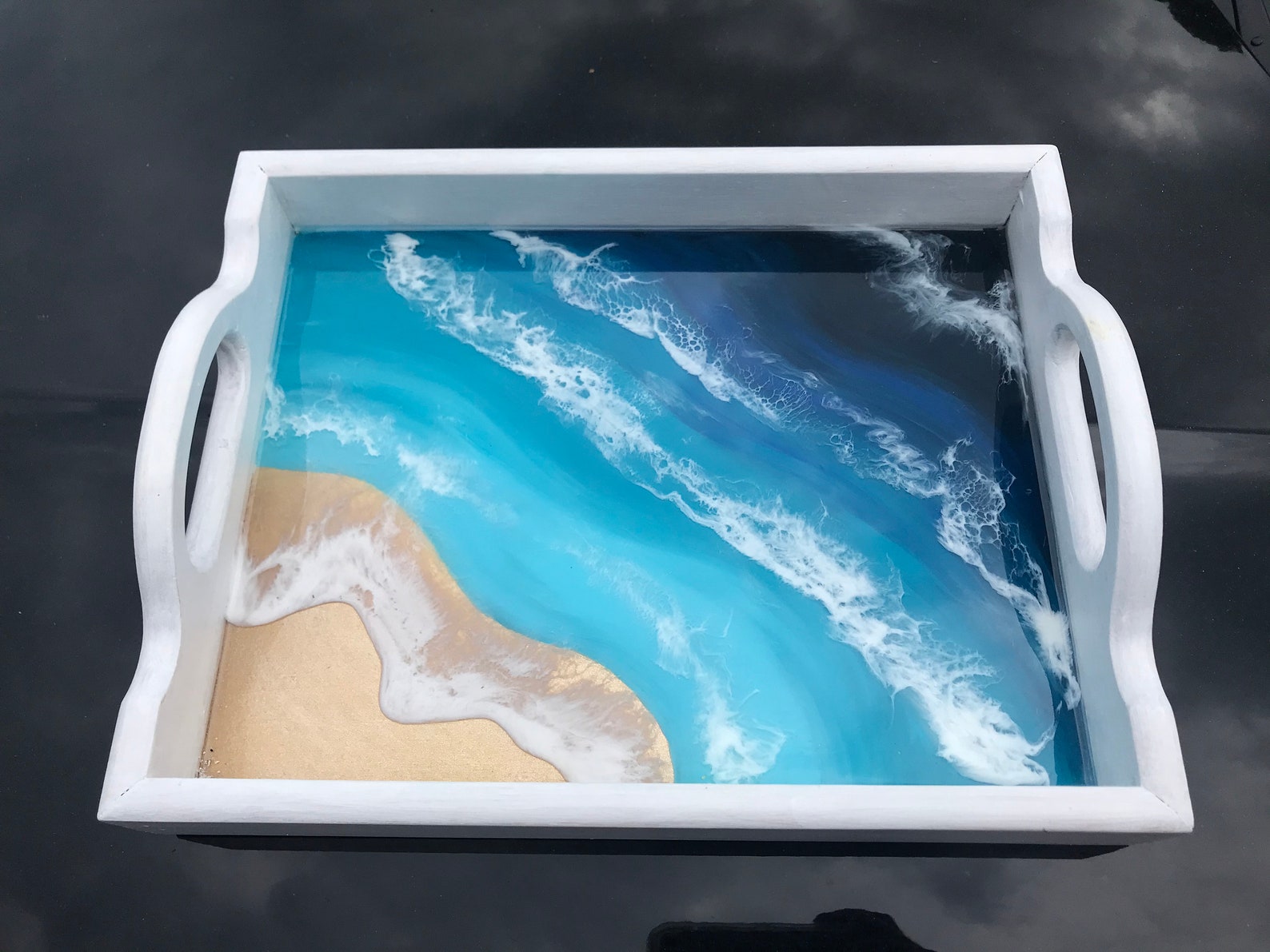 Beach Wave Trays CUSTOM DECORATIVE TRAYS: Ocean Wave Decor 4 - Etsy