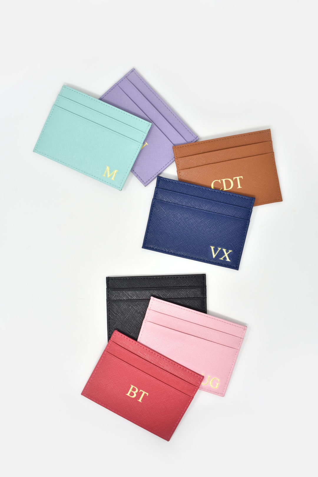 Personalized Monogram Credit Card Holder - Esme Saffiano Leather ...