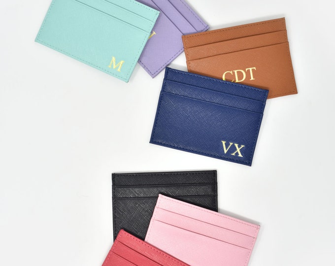 Personalized Monogram Credit Card Holder Esme Saffiano Leather ...