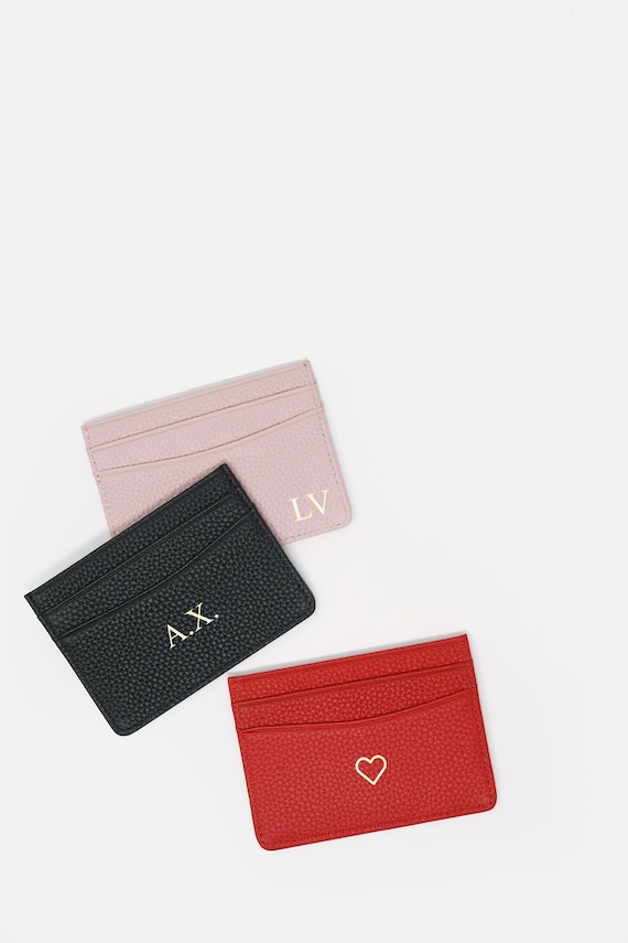 Personalized Monogram Credit Card Holder Genuine Pebble - Etsy