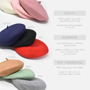 100% Wool French Beret Hat - Antoinette Adjustable Wool Beret - Etsy