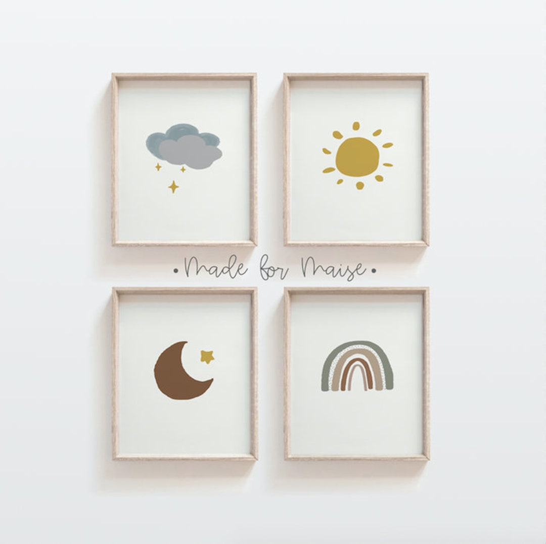 Weather Nursery Print Set of 4 Sunshine Moon Cloud - Etsy