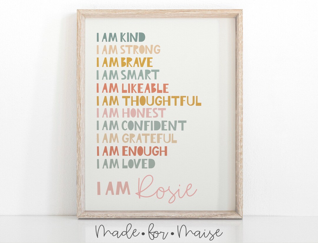Positive Affirmation Print, Gender Neutral, Personalised Sign, Bedroom ...
