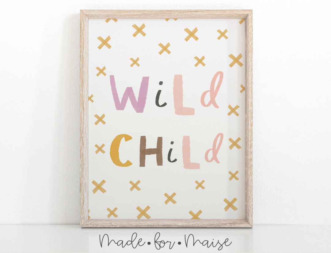 Wild Child Kids Nursery Print, Wild Child Wall Art, Wild Child Pastel ...