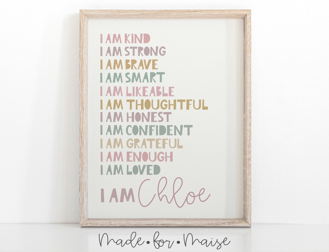 I Am, Positive, Personalised, Affirmations, Kids Print, Childs Print ...