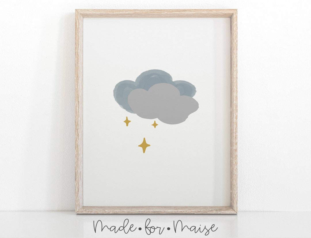 Raincloud Nursery Print: Boho Watercolor Cloud Wall Art - Etsy