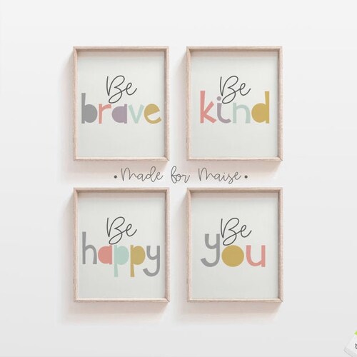 Printable Wall Art set of 3 Be Kind Be Brave Be You - Etsy