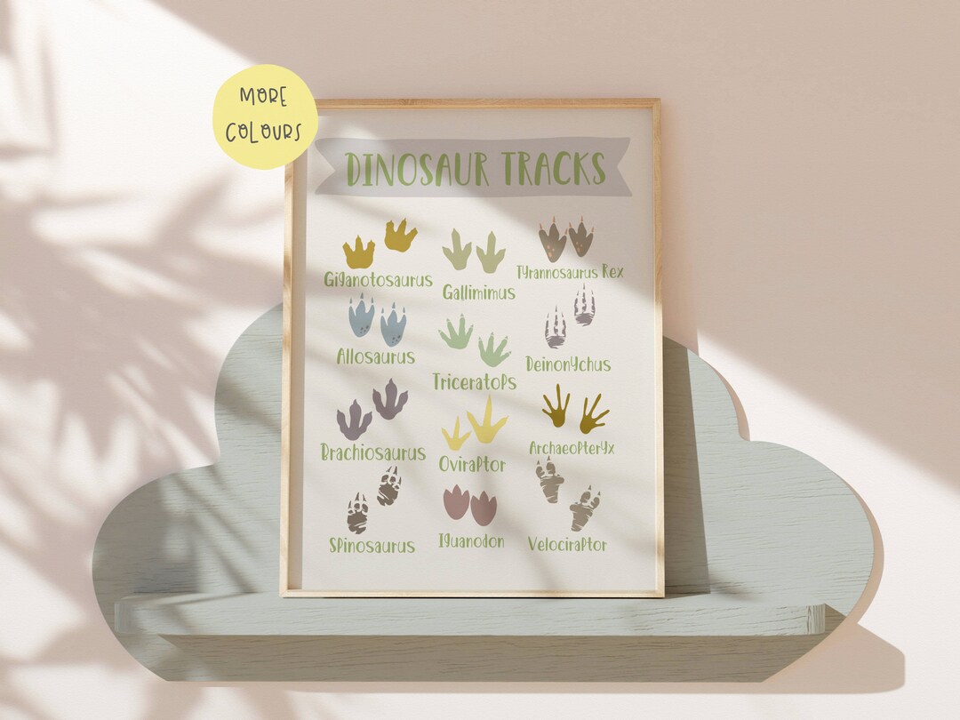 Dinosaur Tracks Print, Dinosaur Footprints, Nursery Poster Wall Art ...