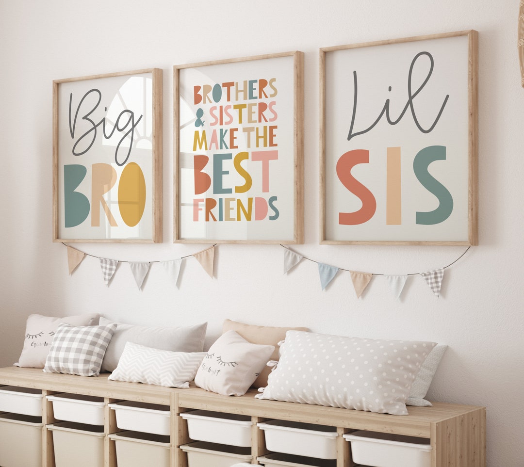 Playroom Prints Set of 3big Sis Lil Bro Brother and Sister - Etsy