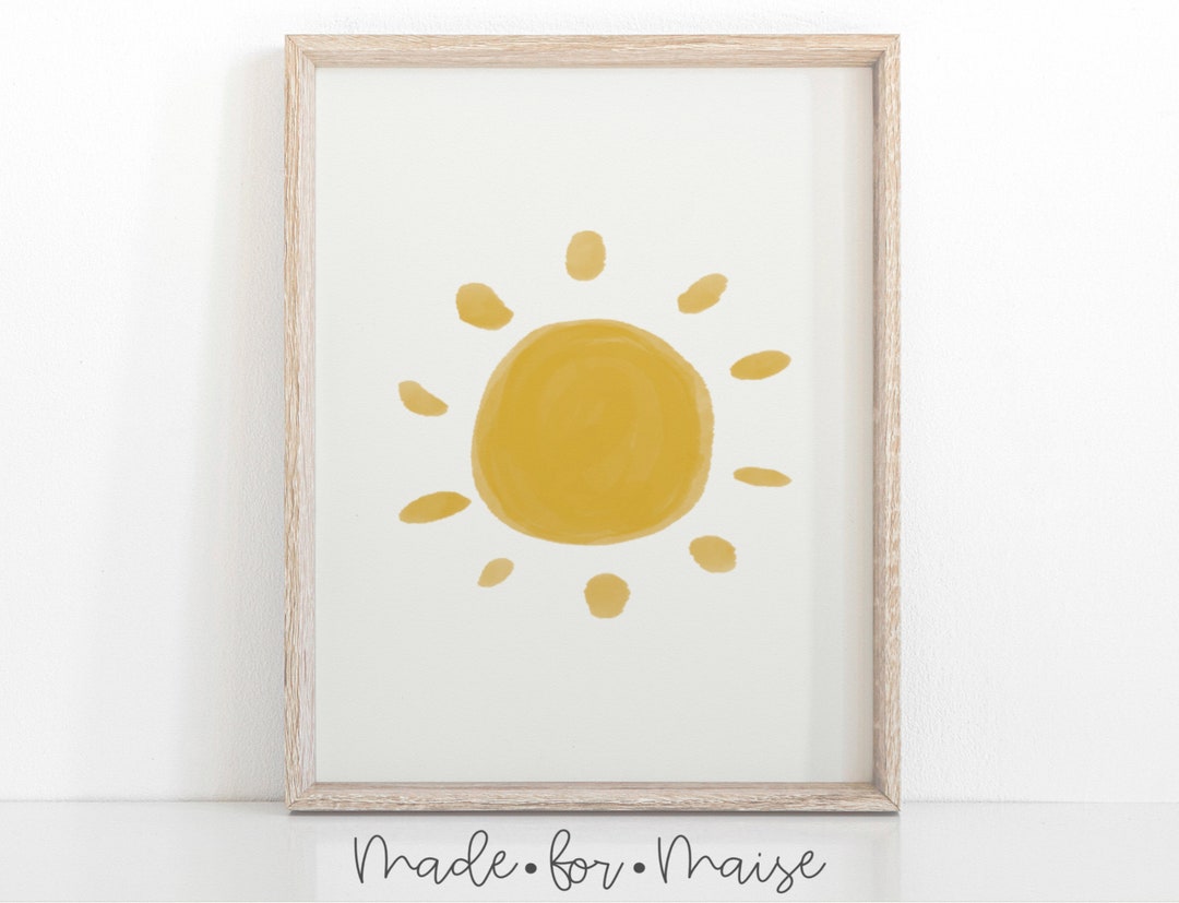 Watercolour Yellow Sunshine Print for a Nursery, Cute Sun Print, Happy ...