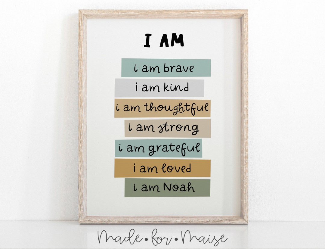 Personalized Kids Affirmation Print: Brave, Kind, Loved Nursery Decor ...