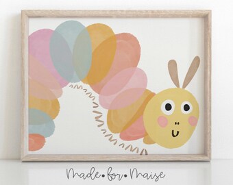 Caterpillar Nursery Art Print | Insect Art | Hungry Caterpillar Decor ...