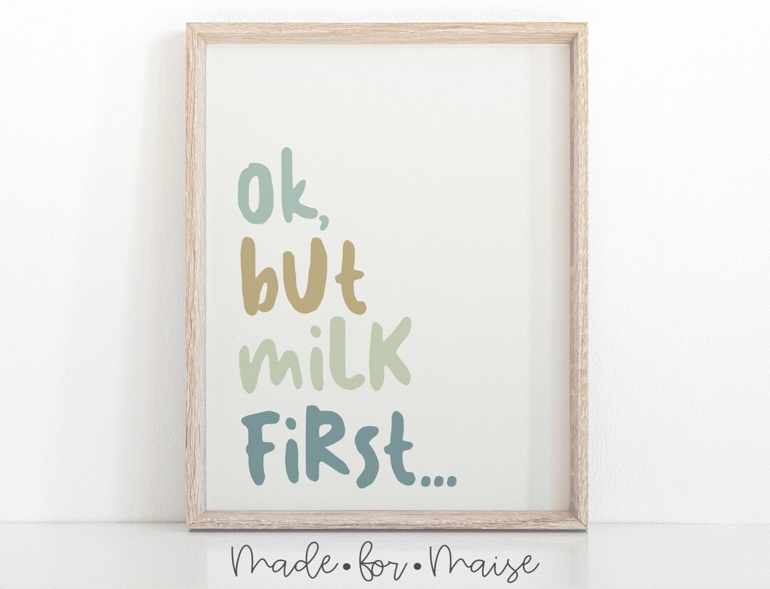 But First Milk, Nursery Art, Nursery Wall Art, Milk Word Art, Kids Milk ...